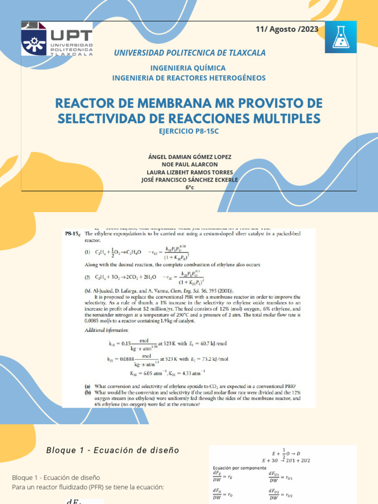Reactor PFR y MR | PDF | Reactor Quimico | Ingeniería de Reacción Química