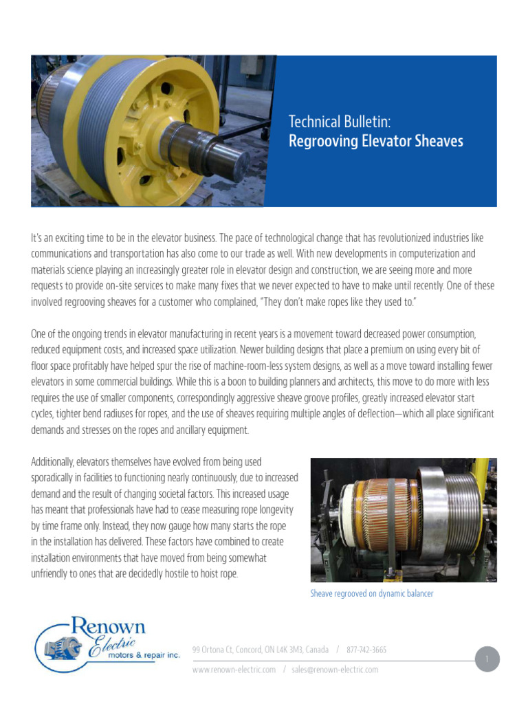 Elevator Sheave Regrooving Guide | PDF | Elevator | Wire
