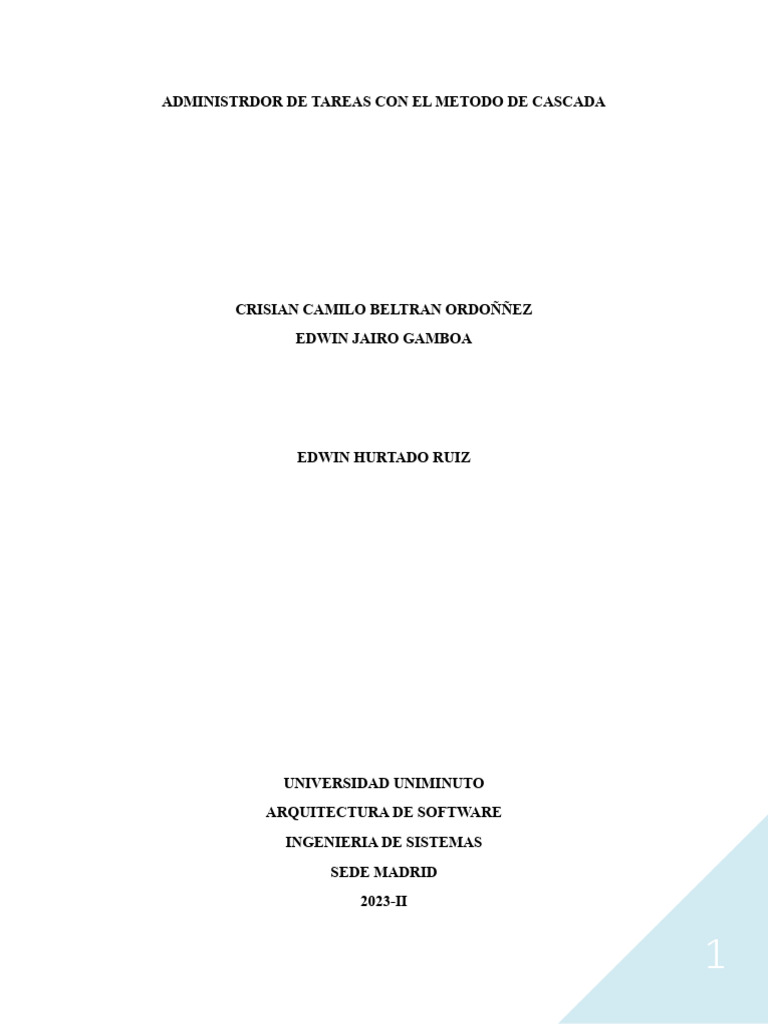 Administrador de Tareas: Método Cascada | PDF | Software | Usuario (informática)