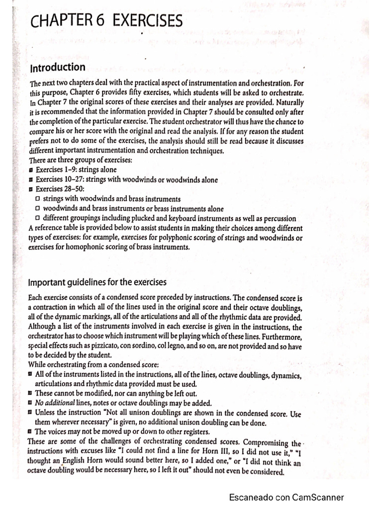 Ejercicios de Cambridge Guide To Orchestration | PDF