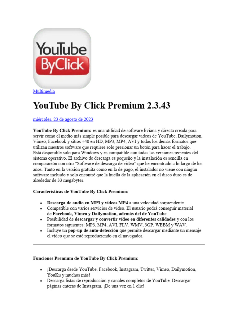 YouTube by Click Premium 2.3.43 | PDF