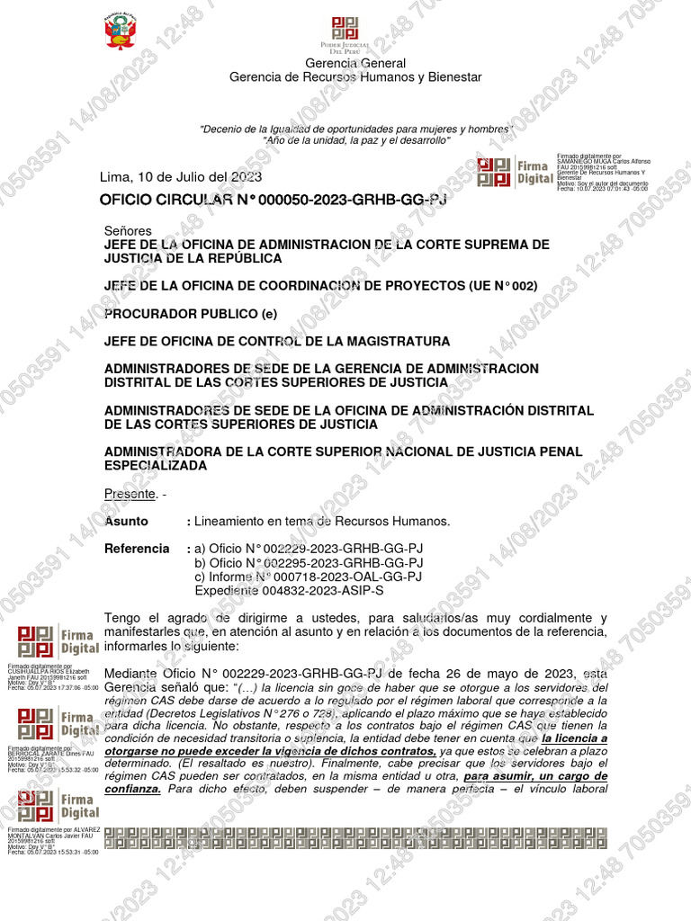 Oficio Circular-000050-2023-Grhb-Gg | PDF