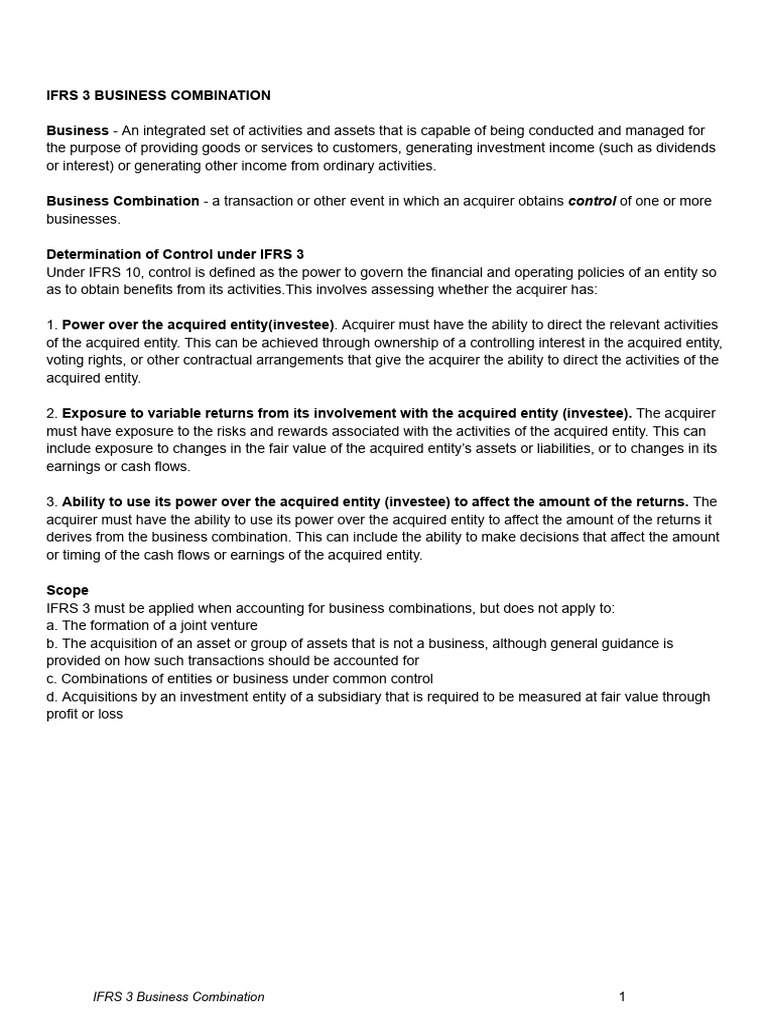 IFRS 3 Business Combination | PDF | Goodwill (Accounting) | Book Value
