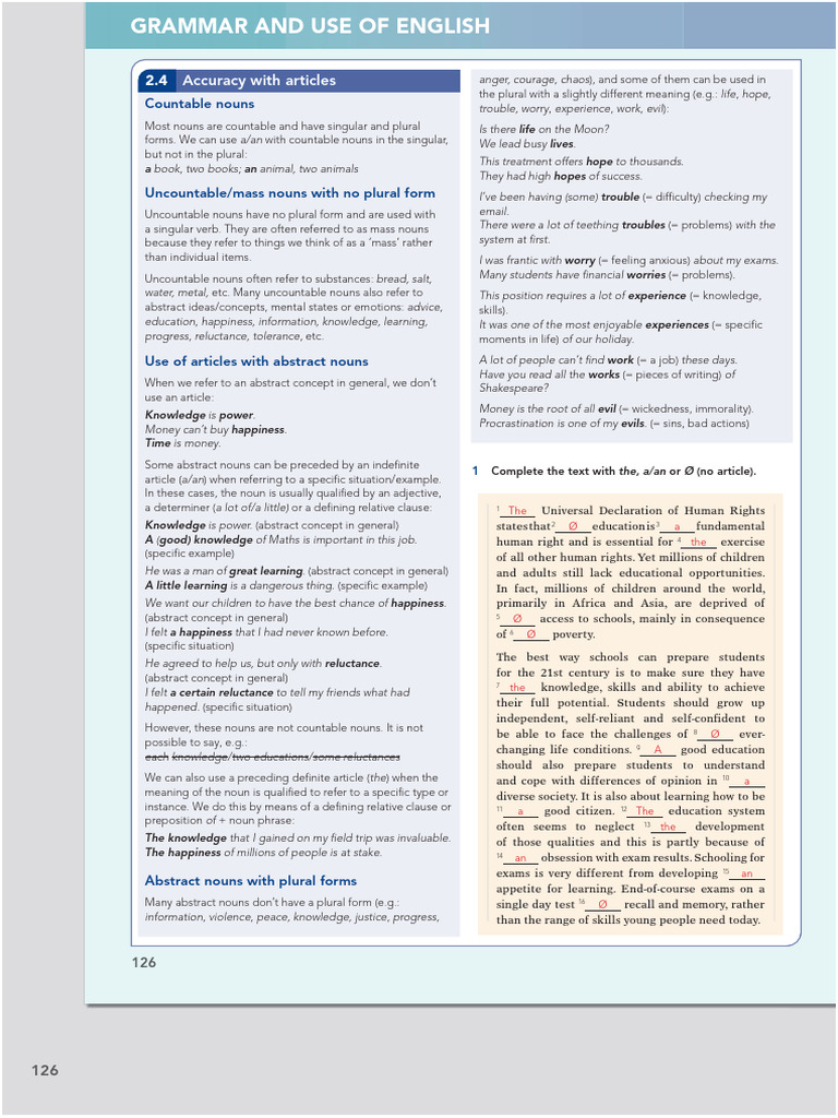 Accuracy With Articles | PDF | Noun | Plural
