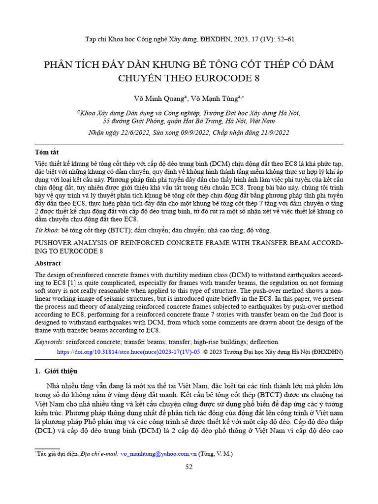 Vo Manh Tung - Phan Tich Day Dan Khung BTCT Co Dam Chuyen Theo EC8 | PDF