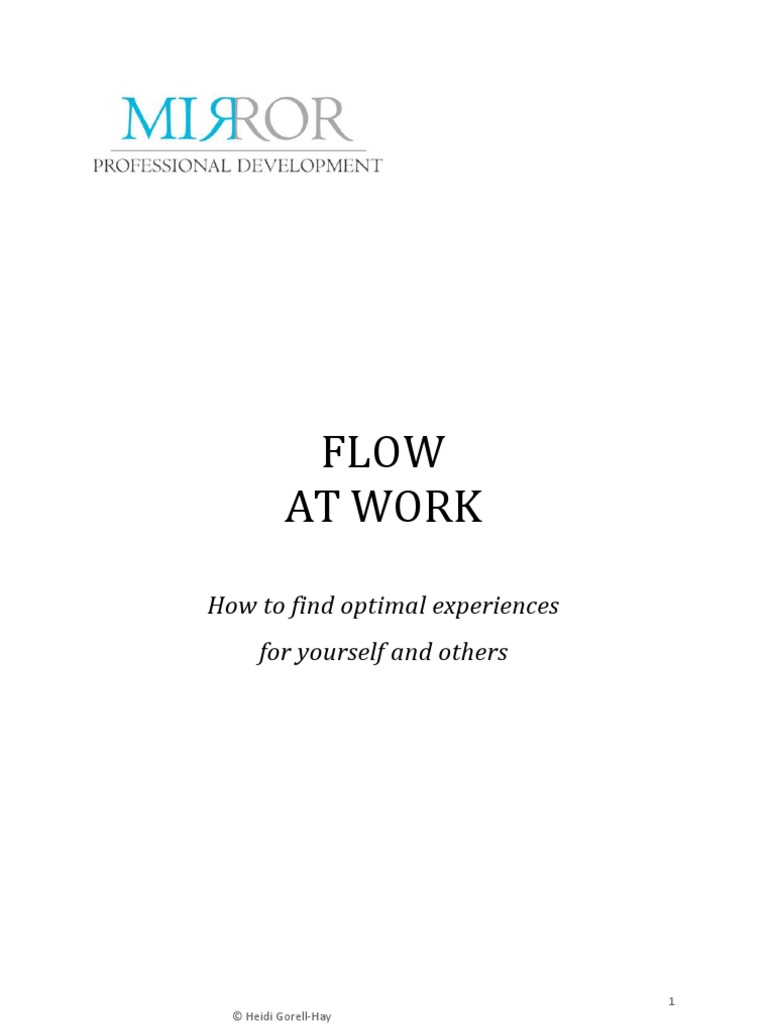 Flow at Work | PDF | Flow (Psychology) | Goal