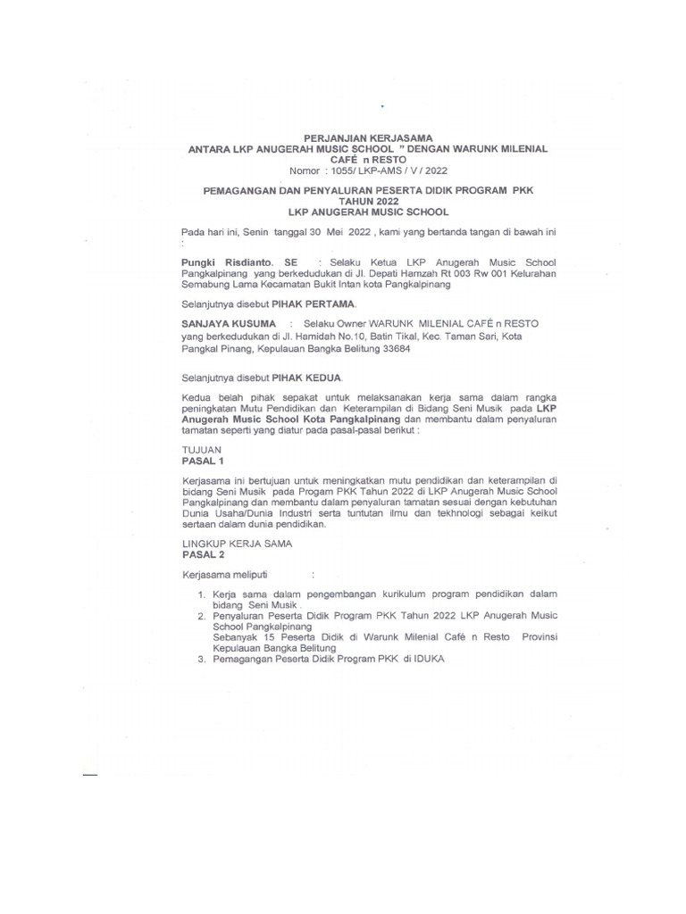 Mou LKP Dan Milenial | PDF