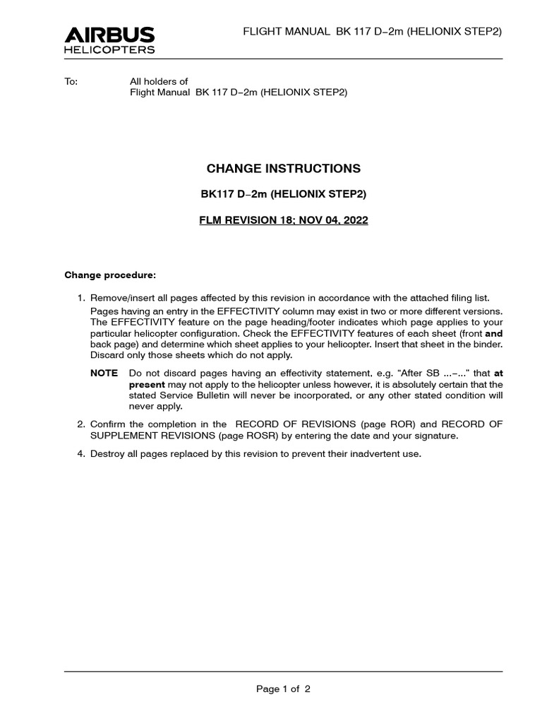 BK 117 D-2m Flight Manual Update | PDF | Instrument Flight Rules ...