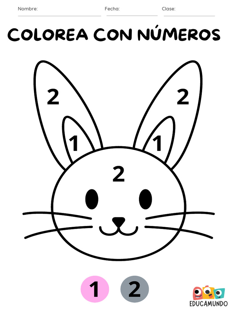 preescolar-dibujos-para-colorear-con-numeros-conejo | PDF