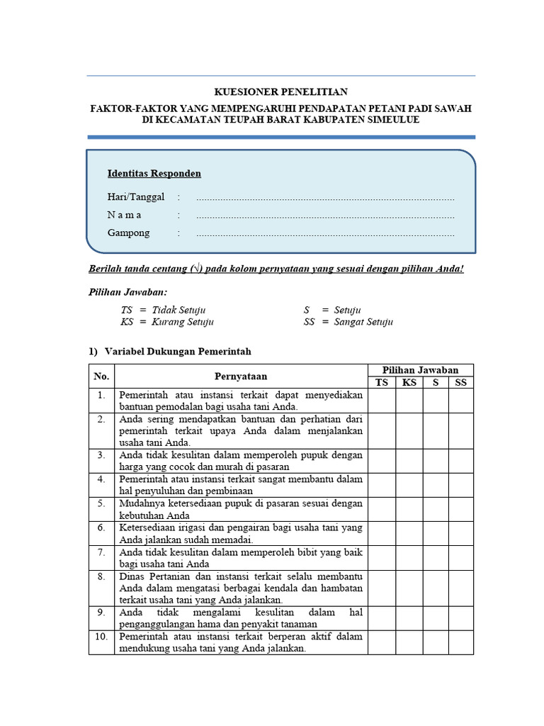 Kuesioner | PDF