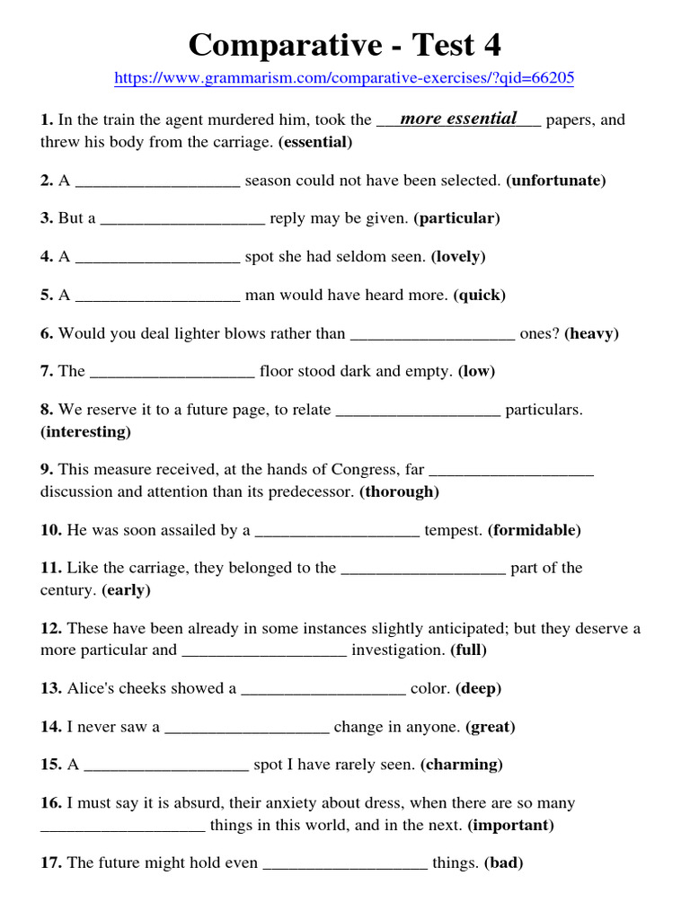 Grammarism Comparative Test 4 1114812 | PDF