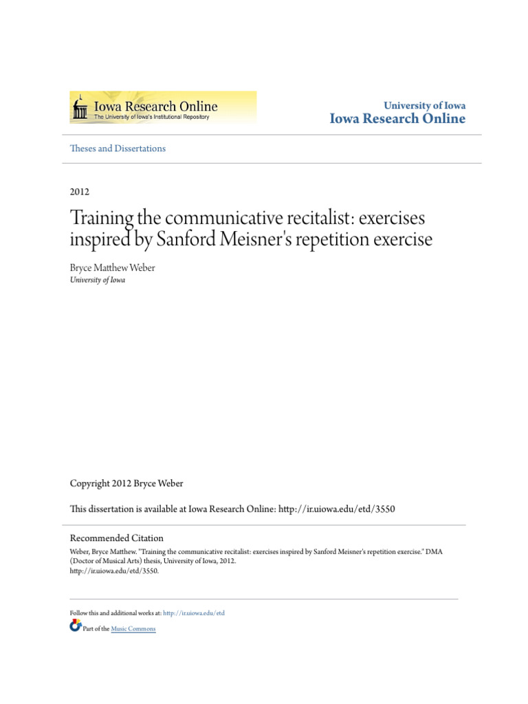 Exercises Inspired by Sanford Meisner's Repetition Exercise | PDF ...