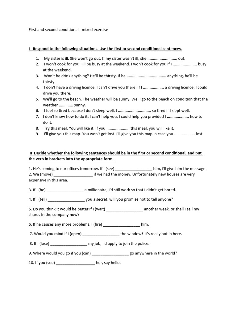 First and Second Conditional | PDF