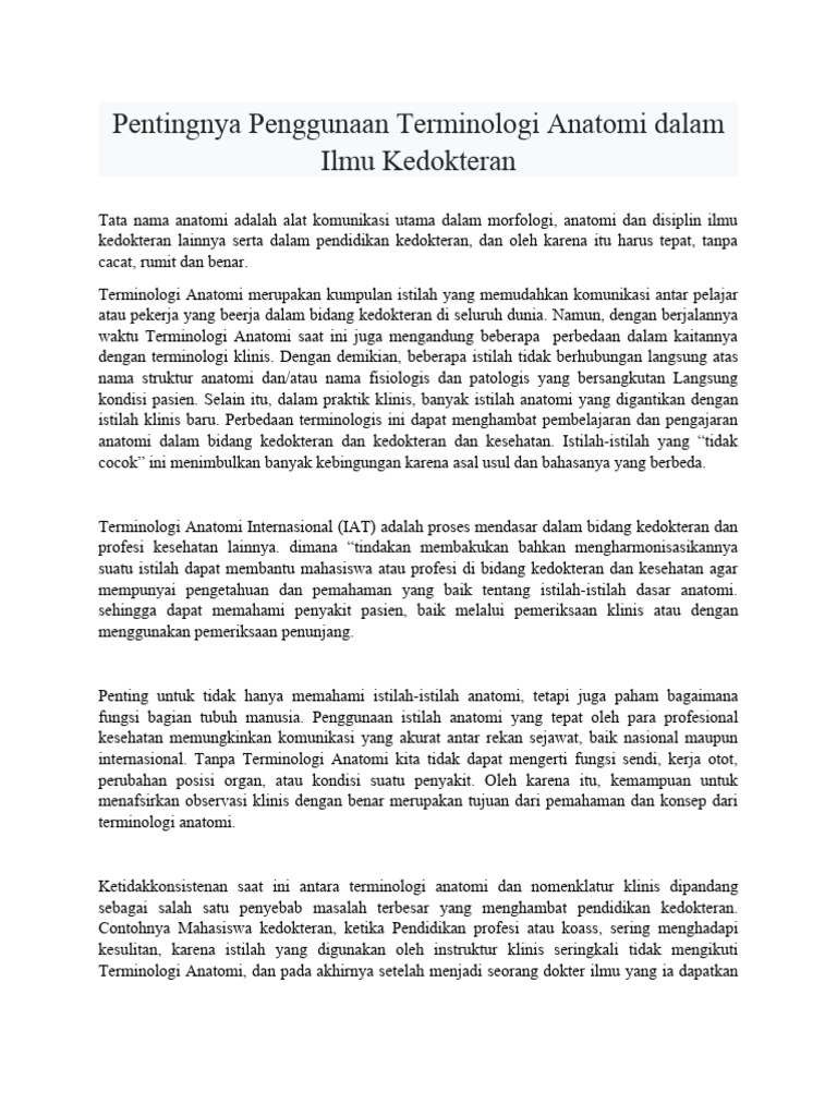 Pentingnya Terminologi Anatomi | PDF