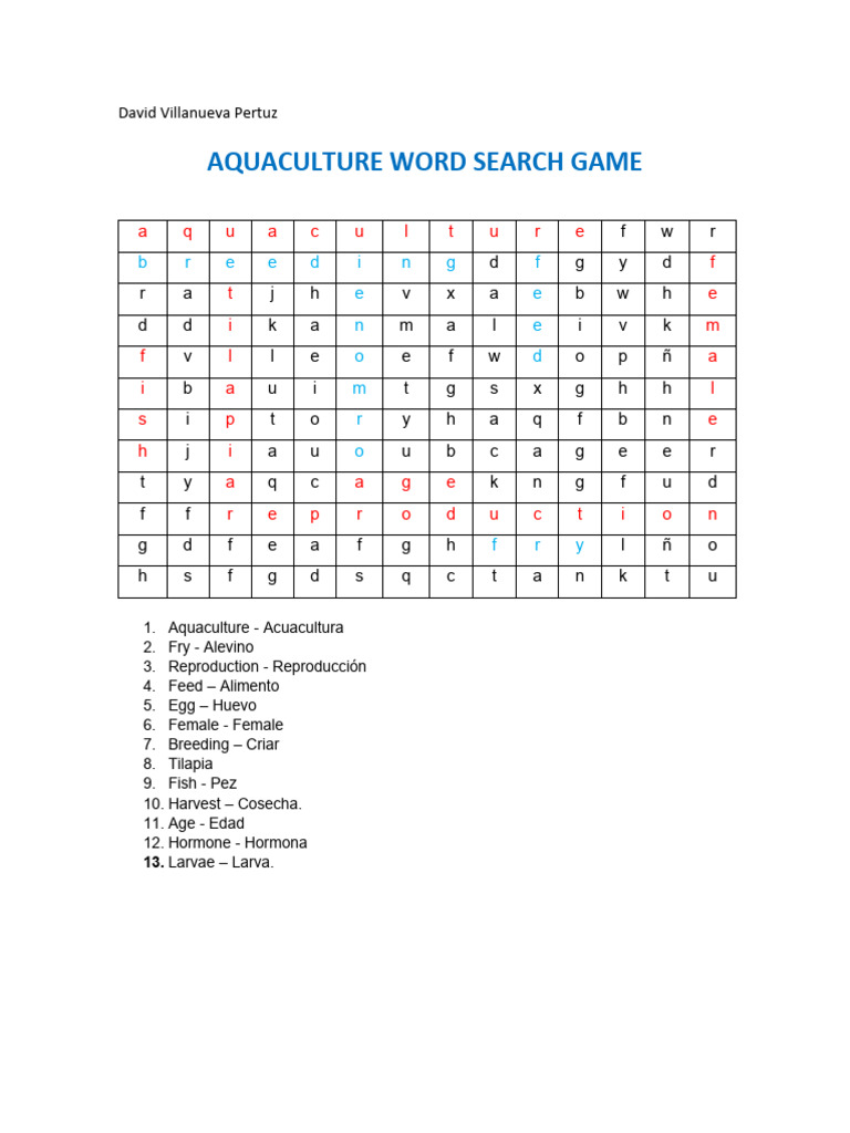 Aquaculture Word Search Puzzle | PDF