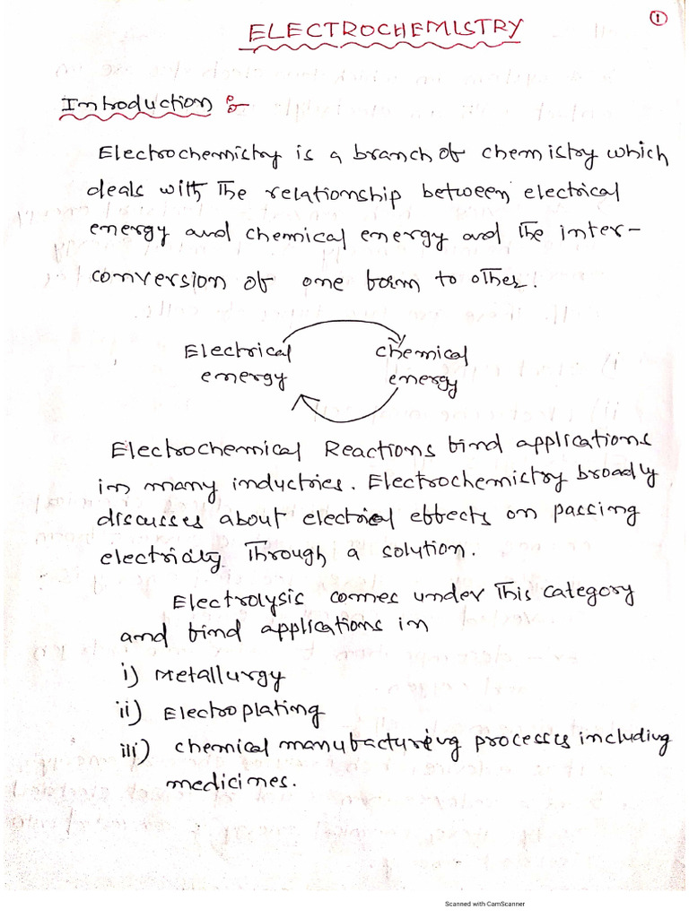 Unit-3a Electrochemistry Notes | PDF