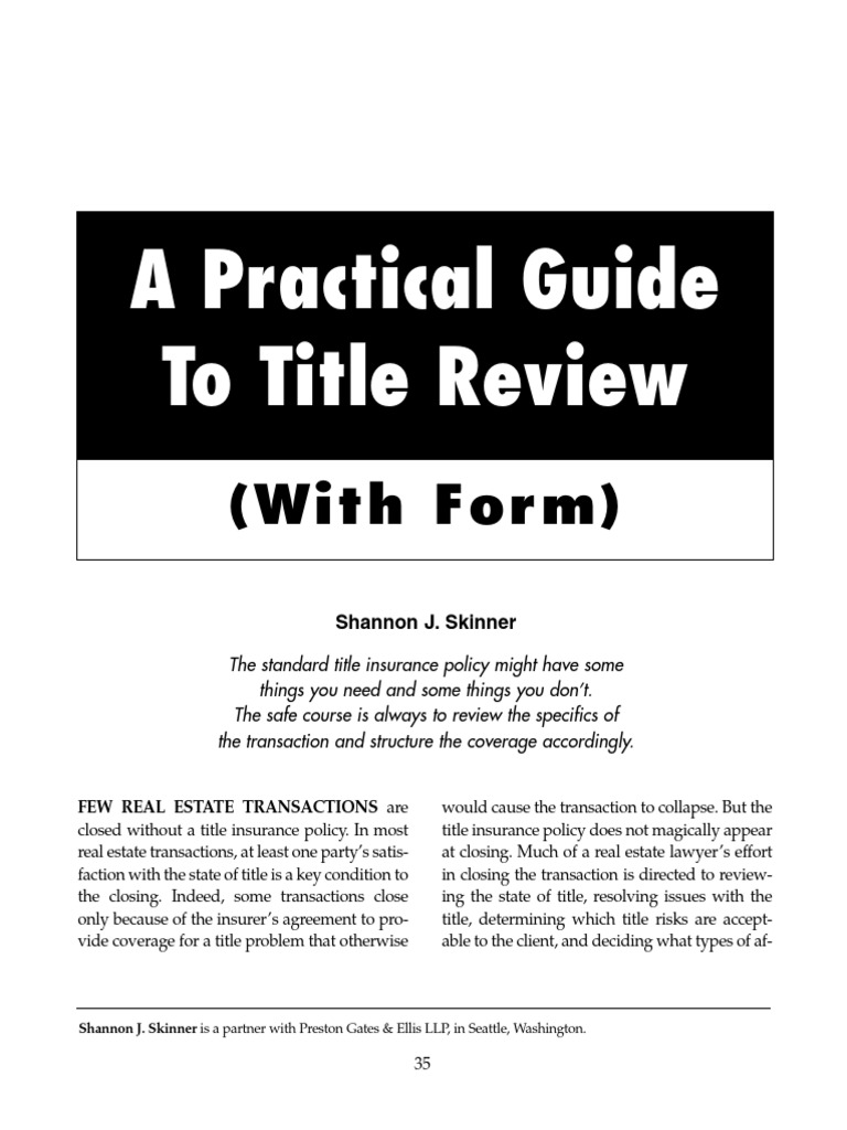 Article - A Practical Guide To Title Review - July 2005 | PDF | Title ...