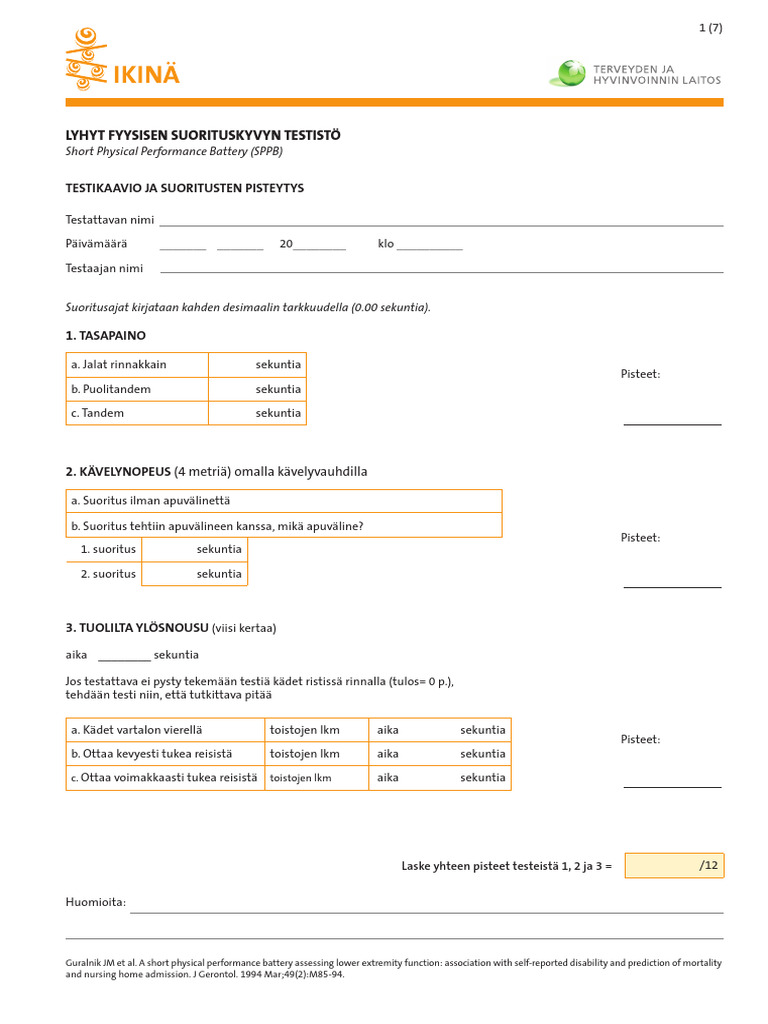 SPPB Lomake & Ohje 2 | PDF