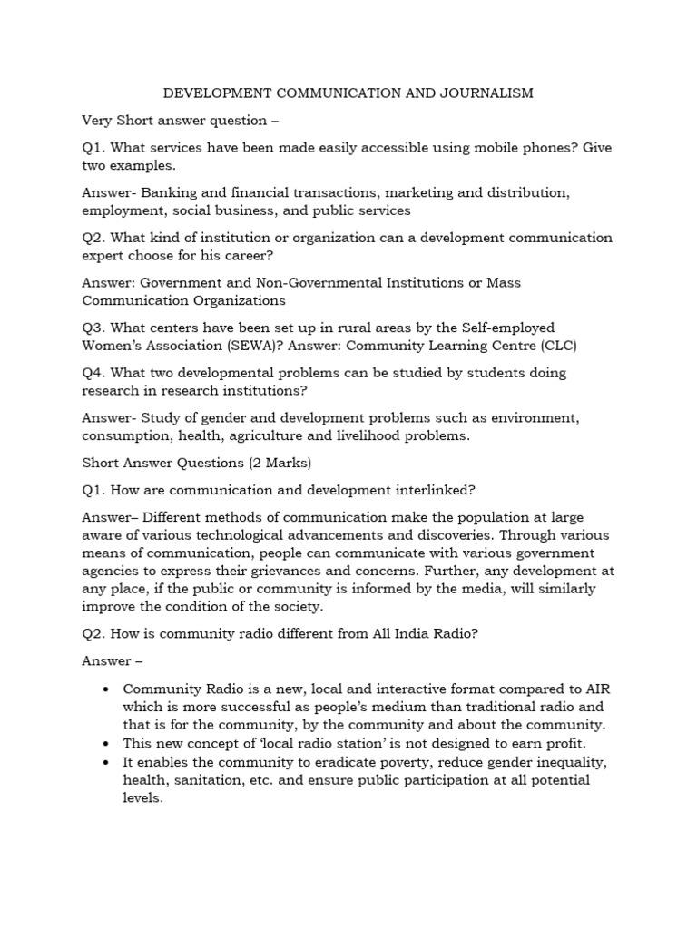 Q&a Development Communication and Journalism | PDF | Information And ...