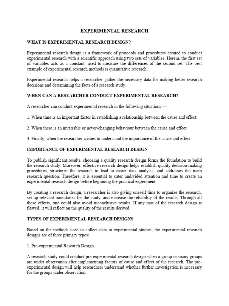 Experimental Research Handoutssssss | PDF | Experiment | Design Of ...