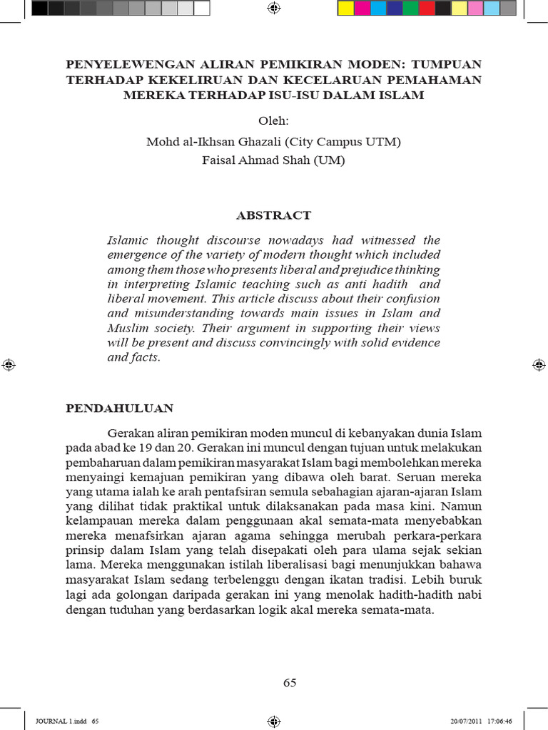 Penyelewengan Aliran Pemikiran Moden: Tumpuan Terhadap Kekeliruan Dan Kecelaruan Pemahaman ...