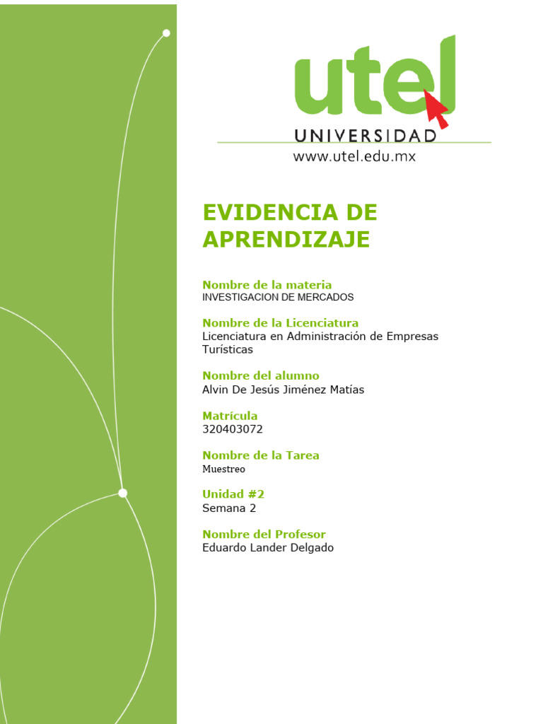 Evidencia de Aprendizaje Semana 2 | PDF | Muestreo (Estadísticas) | Science Evidencia de Aprendizaje Semana 2 | PDF | Muestreo (Estadísticas) | Science