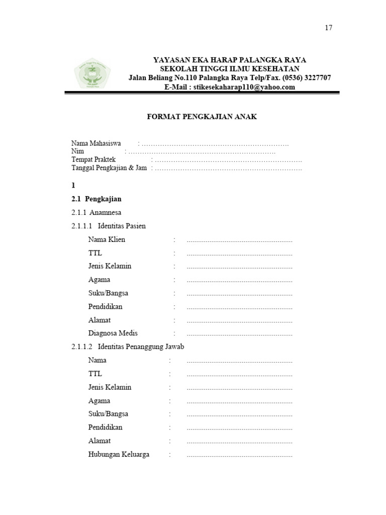 Format Askep Anak-1 | PDF