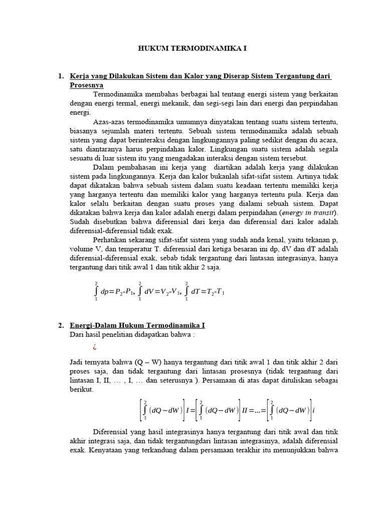 Ringkasan Fisika Dasar 1 (Hukum Termodinamika I) | PDF