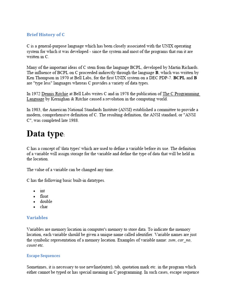 C Programing Pdf Control Flow Parameter Computer Programming