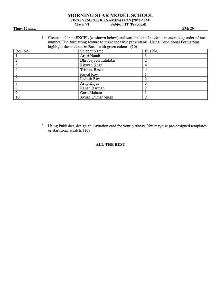 Class 6 It Prac Sa 1 2023-2024-1 | PDF