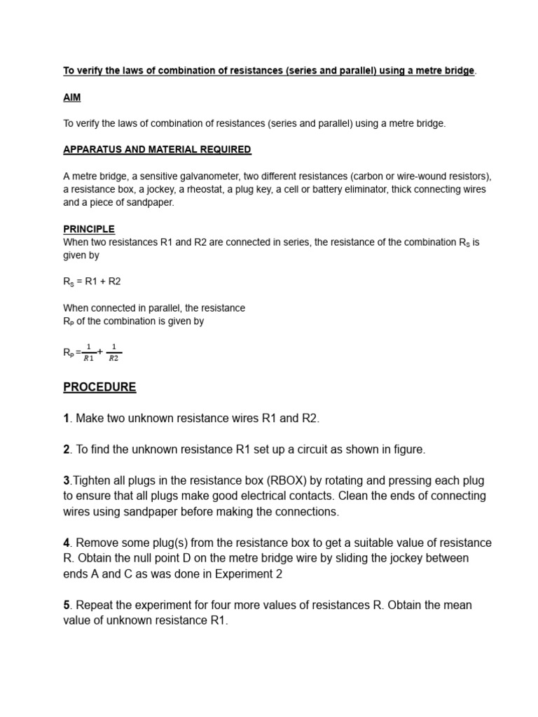 Meter Bridge 2 | PDF | Electrical Resistance And Conductance | Quantity