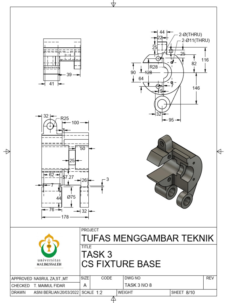 TASK 3. 8 CS FIXTURE BASE Drawing v2 ASNI | PDF