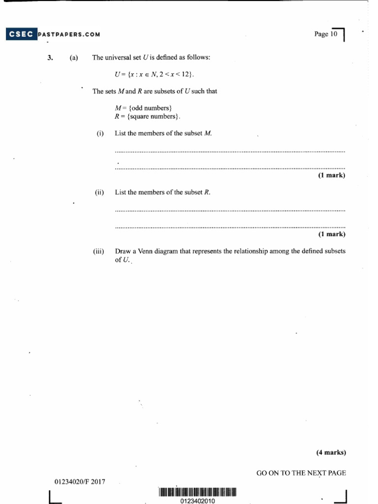 CSEC Mathematics Mixed Past Paper Question 3 | PDF