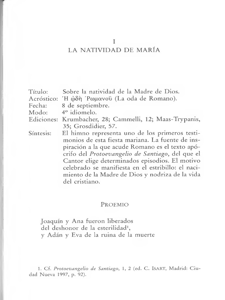 Himno 1. La Natividad de Maria (Romano El Cantor) | PDF | María, madre ...