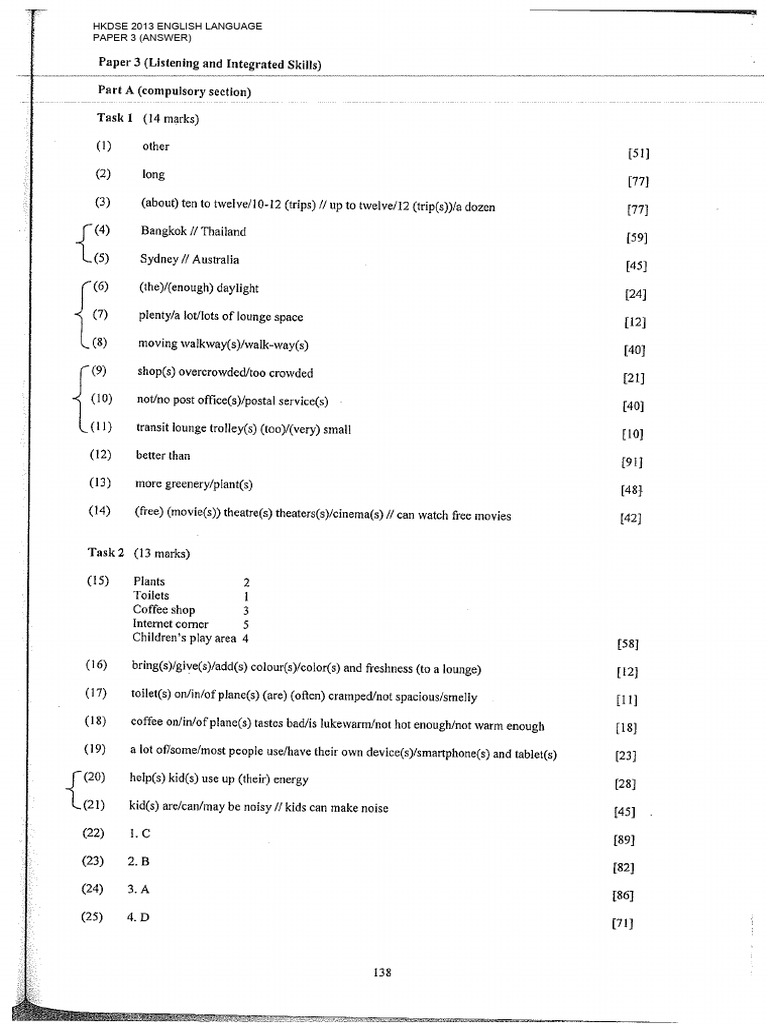 2013 HKDSE ENG Paper 3 - ANS | PDF | Language Arts & Discipline | Science & Mathematics