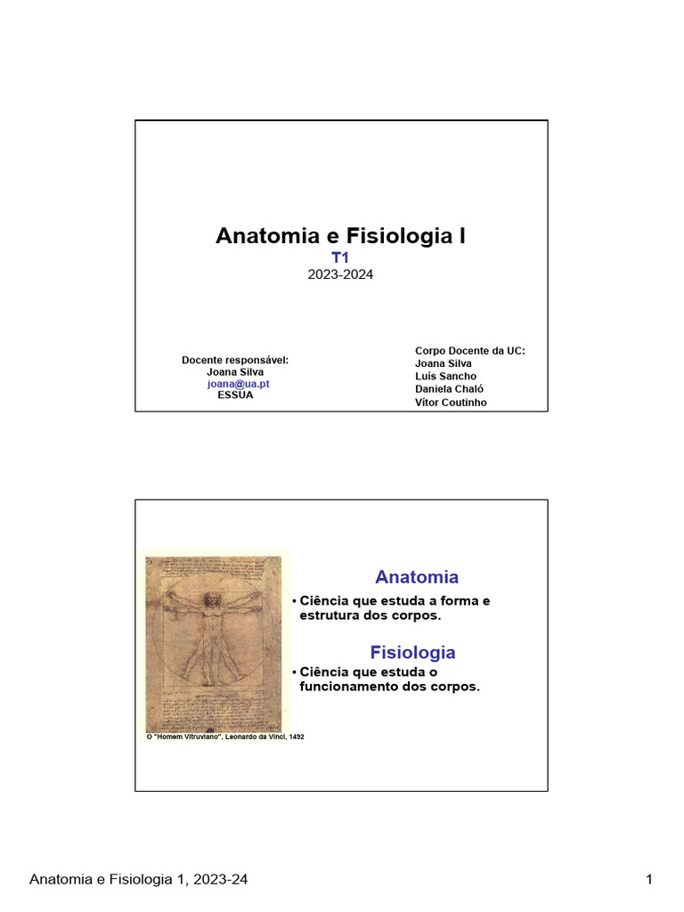 Anatomia e Fisiologia I | PDF | Anatomia | Corpo humano
