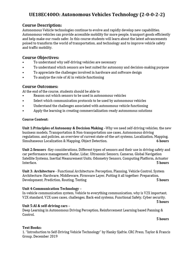 Autonomous Vehicles Technology | PDF | Autonomy | Computing