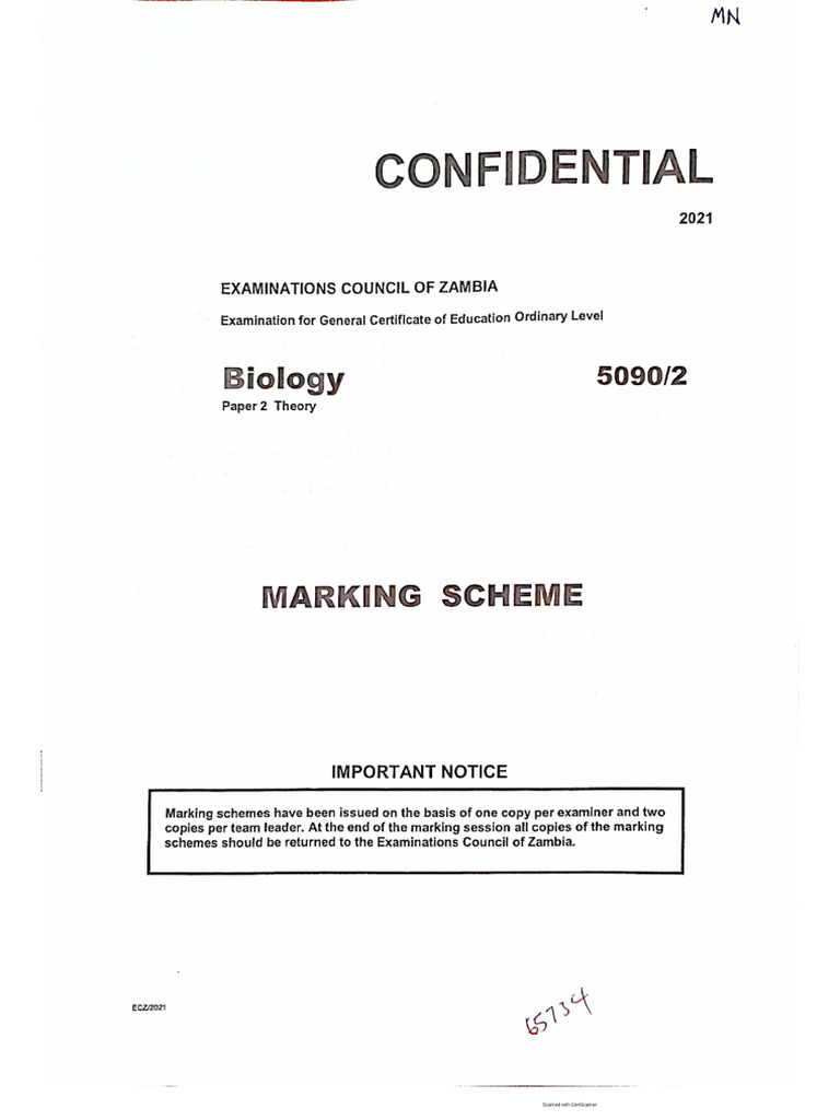 Bio 2021 Gce Marking Scheme (Corrected) - 1 | PDF