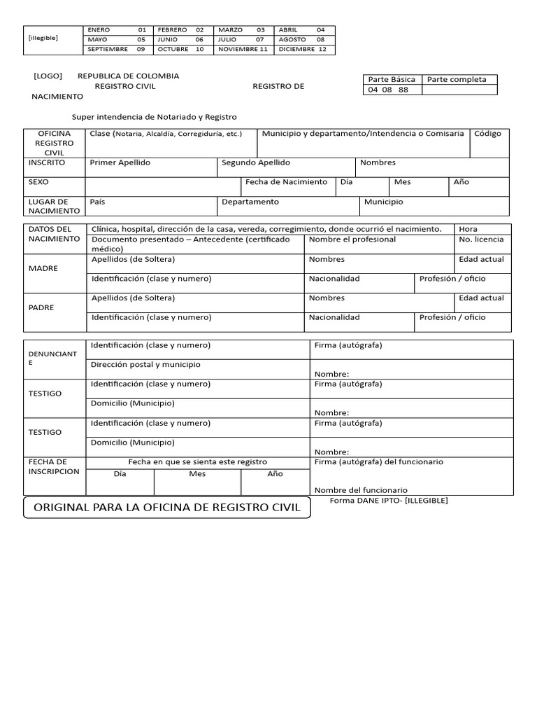 Certificado de Nacimiento - Colombia - Espaniol | PDF | Gobierno y personalidad