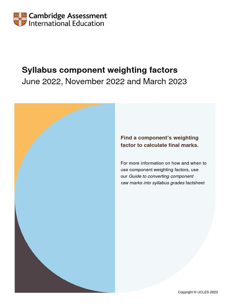 Syllabus Component Weighting Factors Pdf