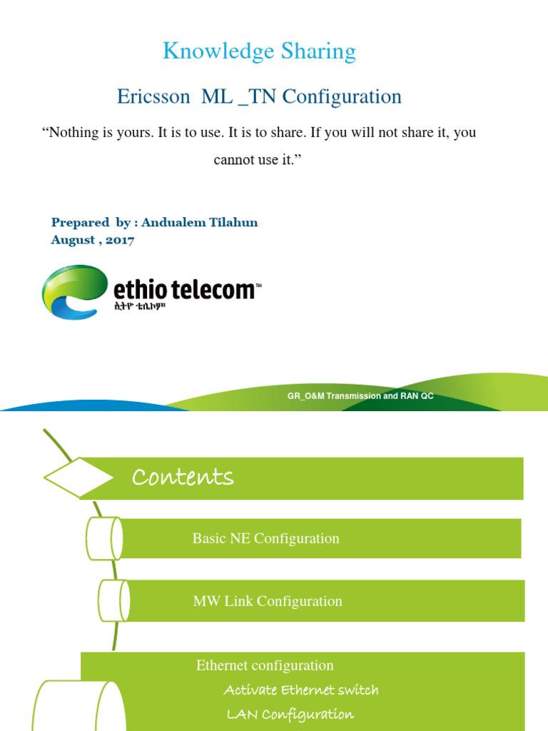 Ericsson ML TN Configuration | PDF | Network Switch | Networking Standards