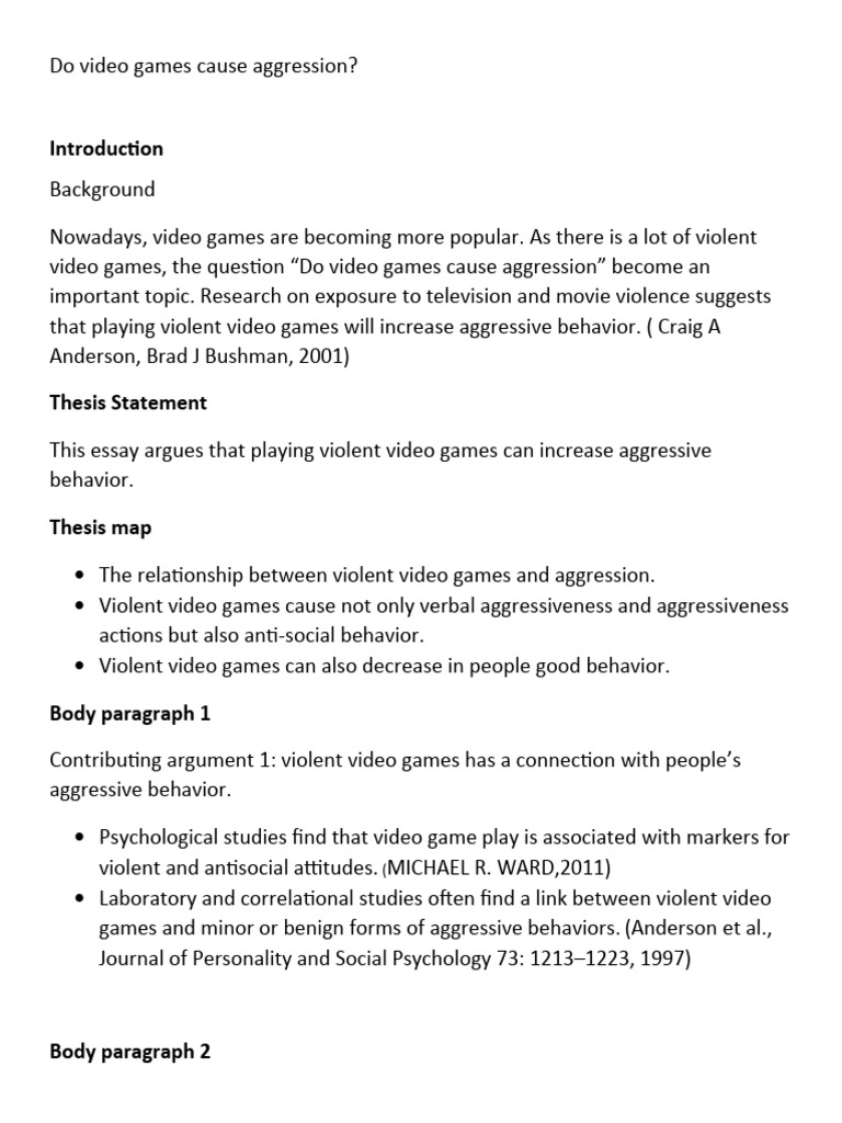 Do Video Games Cause Aggression | PDF | Self-Improvement | Science ...