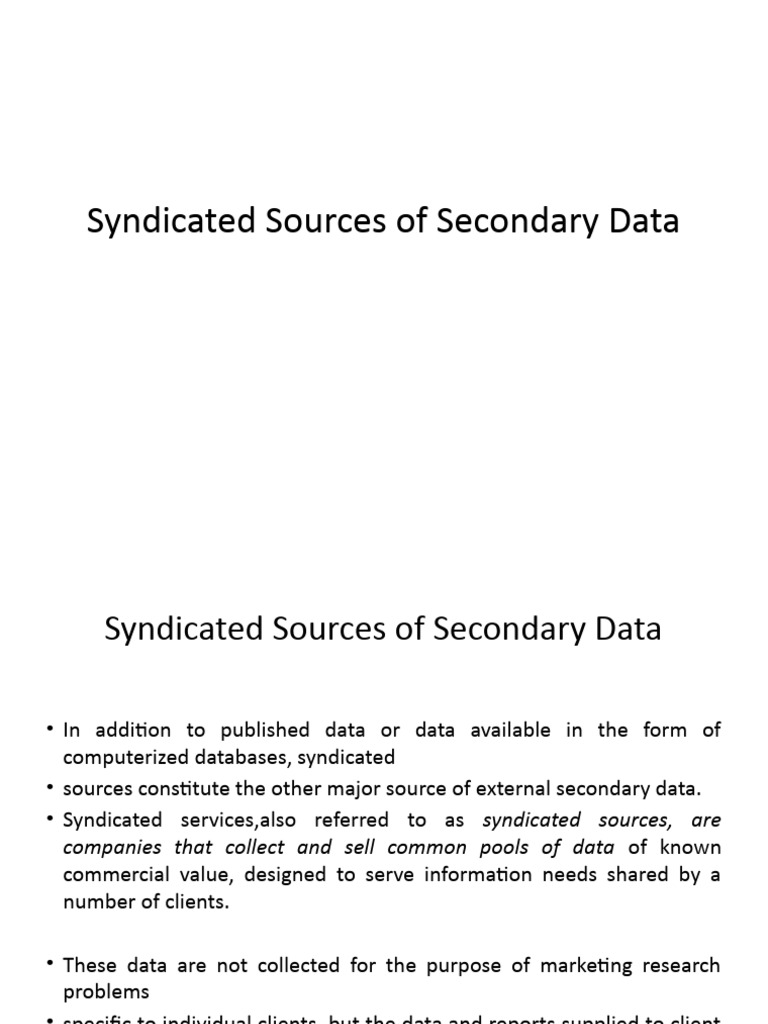 Syndicated Sources of Data | PDF Syndicated Sources of Data | PDF