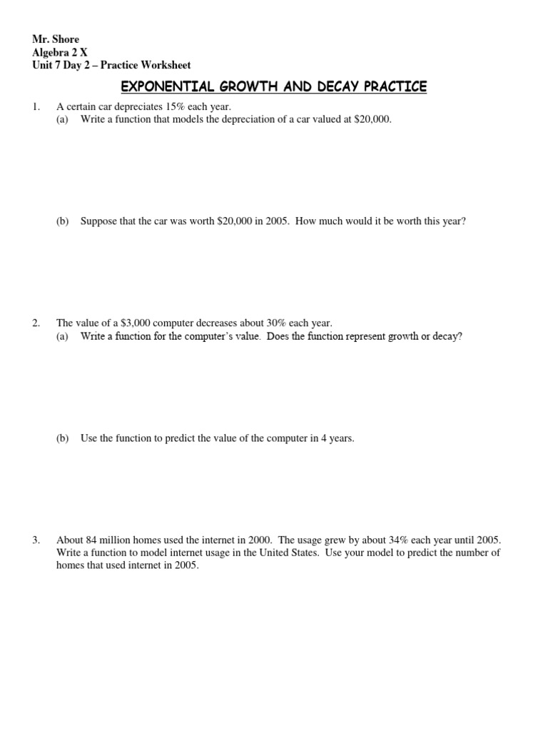 Exponential Growth and Decay Practice | PDF