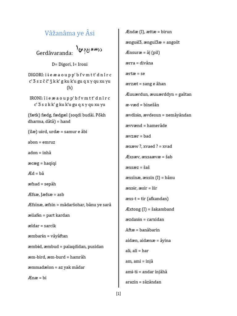 Âsi Dictionary | PDF