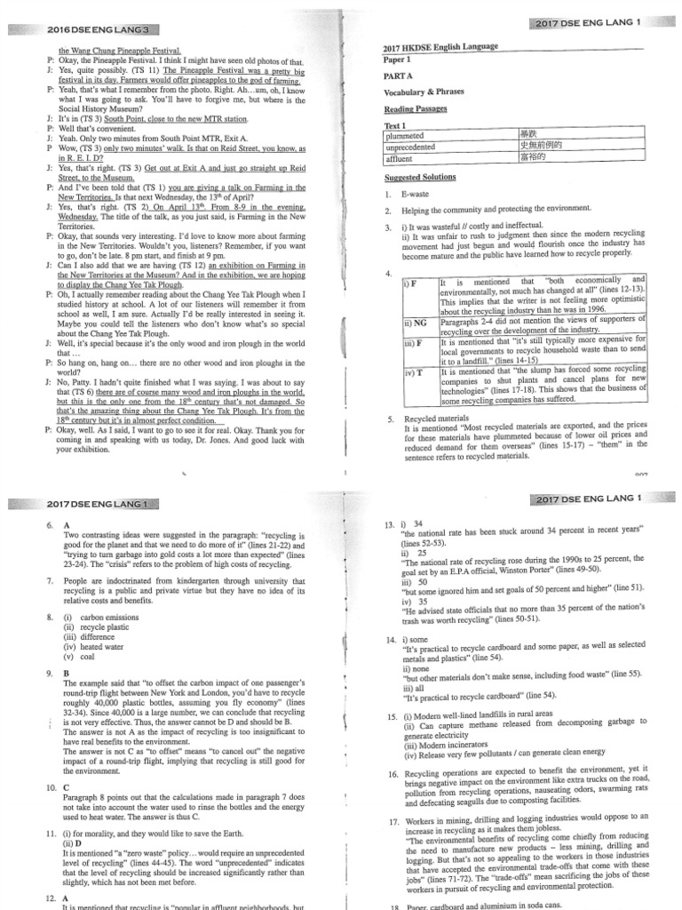 2017 Hkdse Eng Solution | PDF