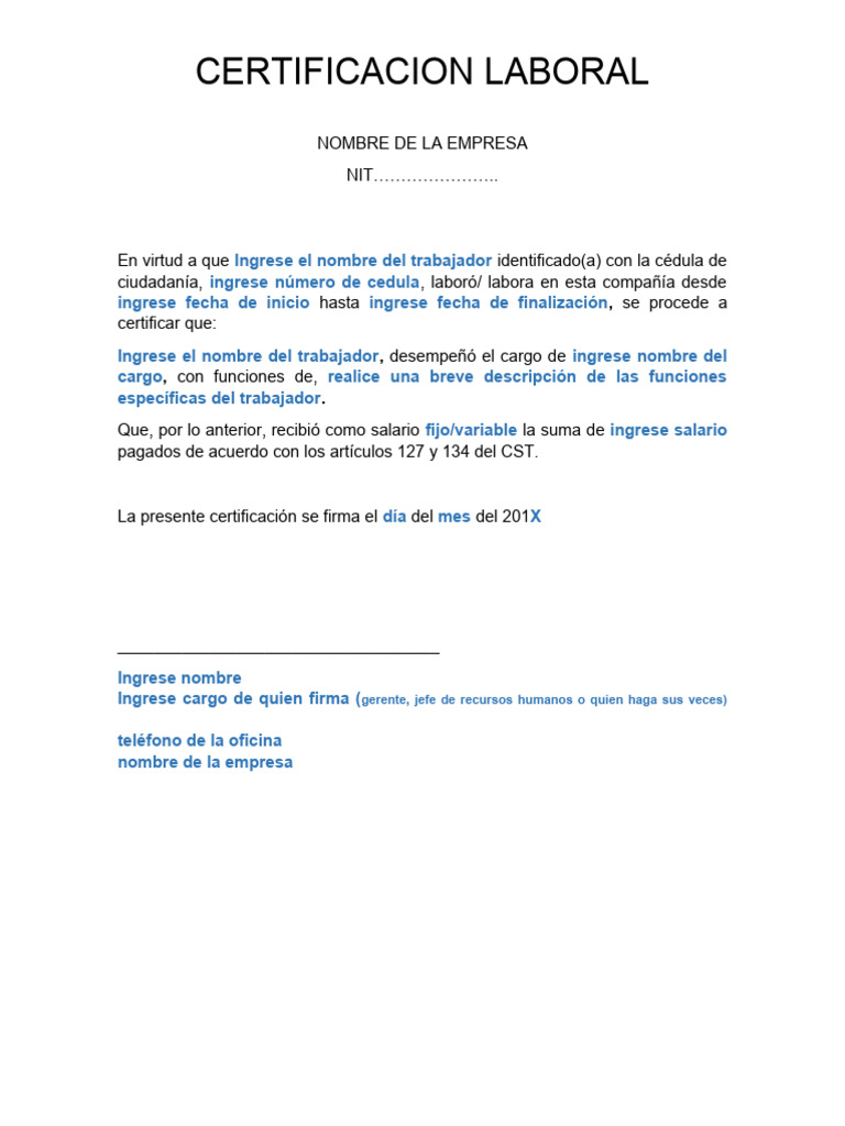 Certificado Laboral | PDF