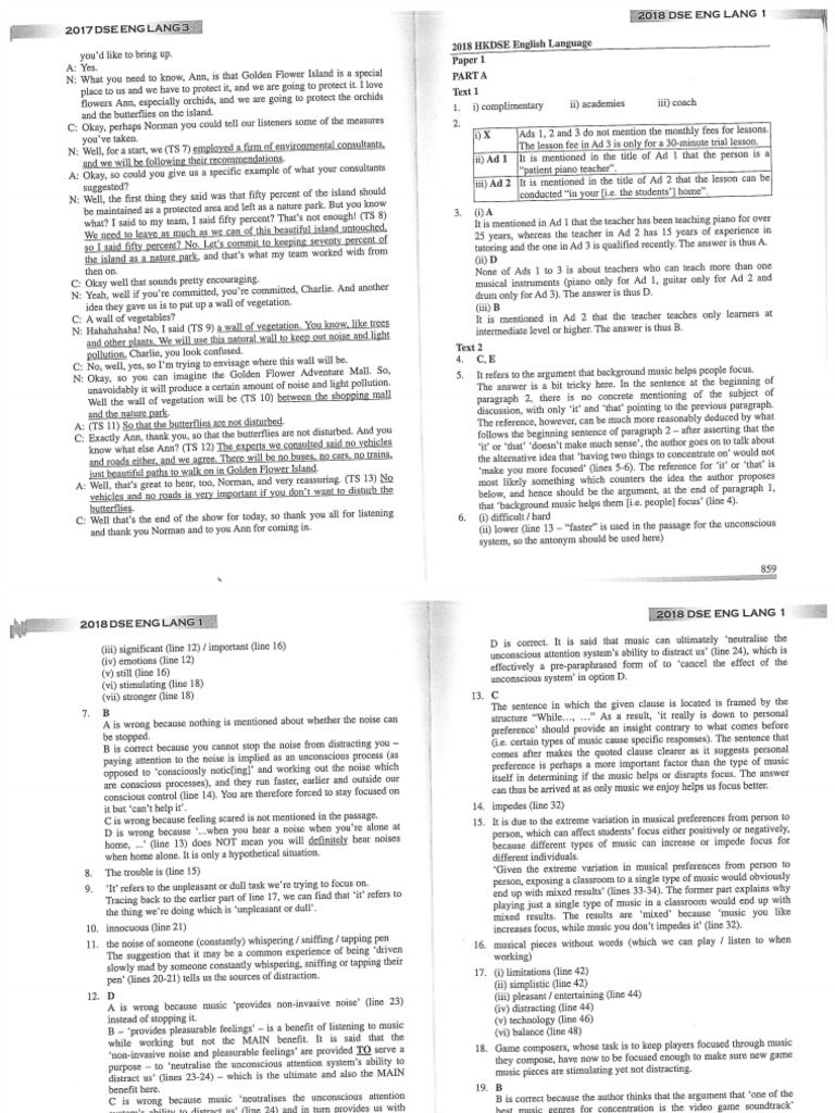 2018 Hkdse Eng Solution | PDF