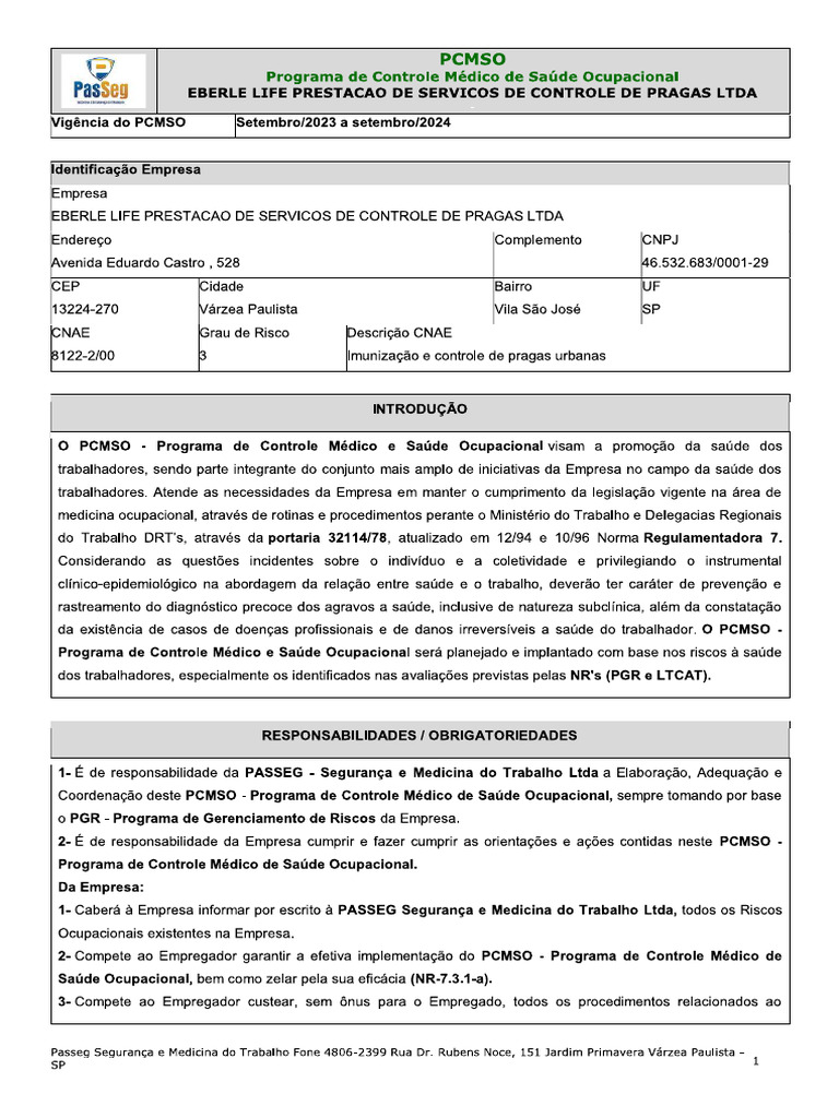 Pcmso 2023 2024 | PDF