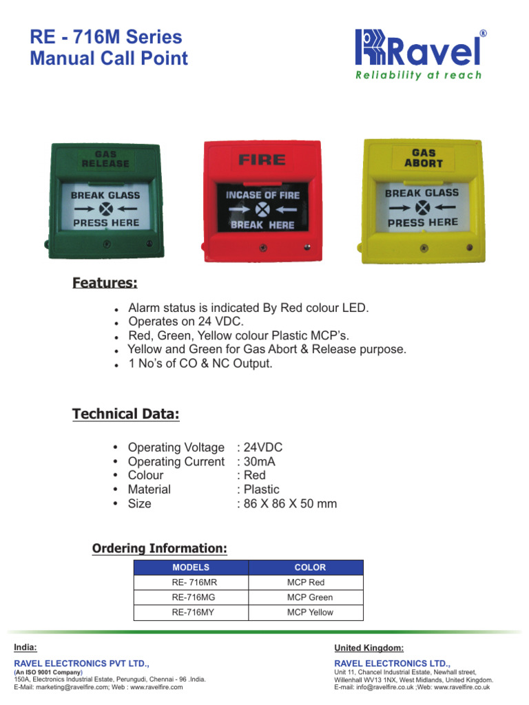 RE-716M Manual Call Point Overview | PDF